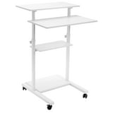 VIVO White Mobile Height Adjustable Stand Up Desk Workstation ...