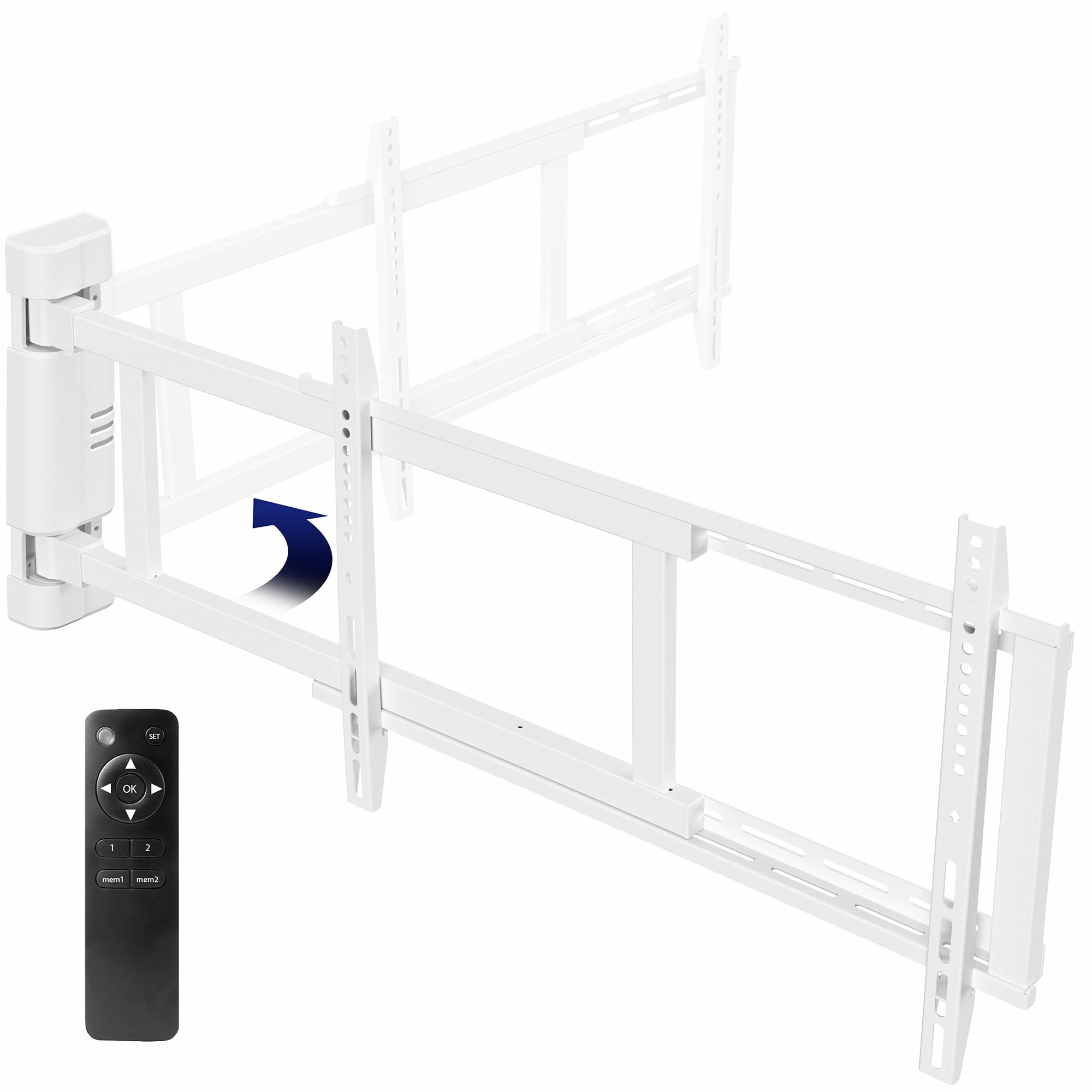 VIVO White Steel Low Profile Electric Adjustable Swing 32" to 75" TV ...