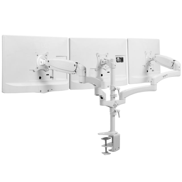 VIVO White Triple Monitor Mount, 2 Pneumatic Arms + 1 Fixed, 3 Screens up to 32" - Walmart.com