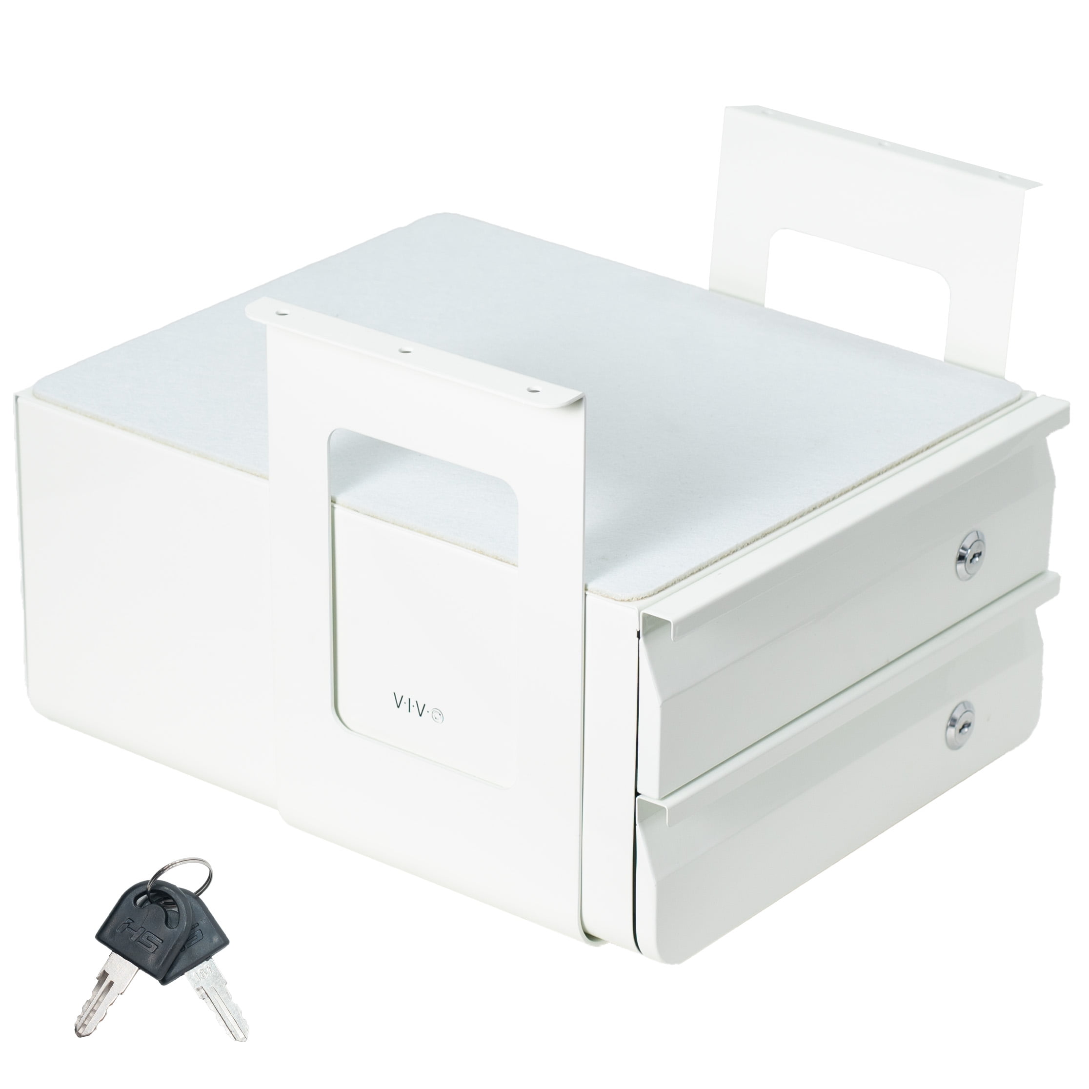 VIVO White Under Desk Lockable Pull Out Storage Drawers, Workspace ...