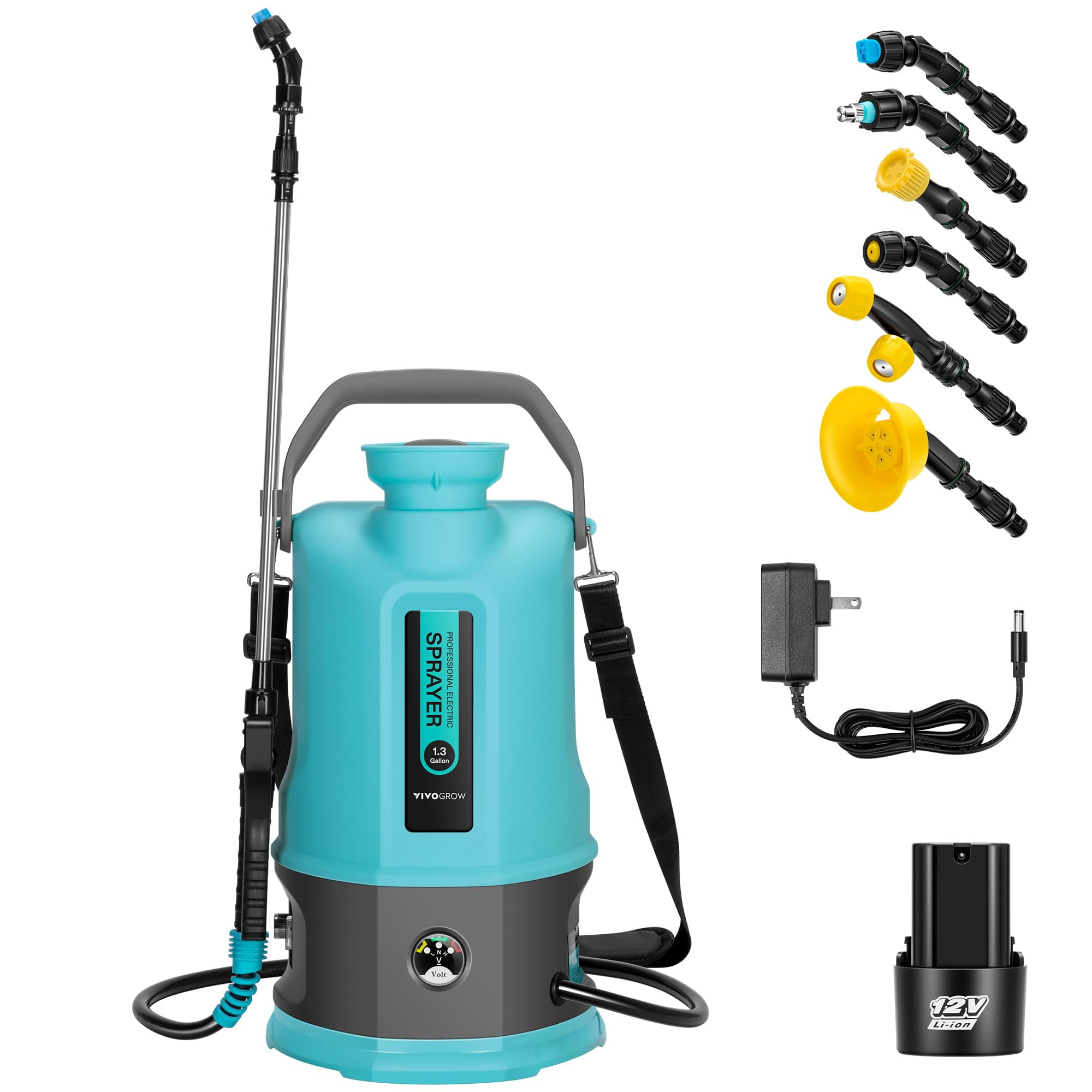 VIVOGROW Battery Powered Sprayer, 1.3-Gallon/5L Electric Pump Sprayer ...