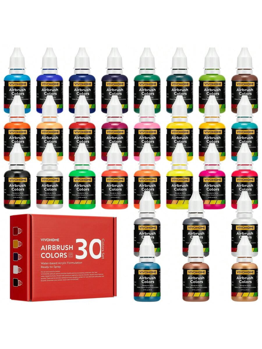 VIVOHOME 12/18/24/30 Colors Airbrush Paint Set For Beginners, Water ...