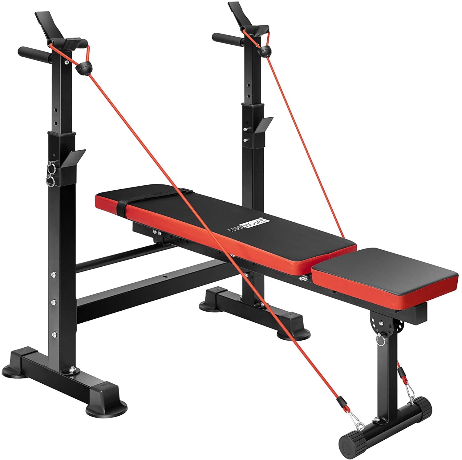 VIVOHOME Adjustable Folding Multi-Function Weight Bench with Barbell ...