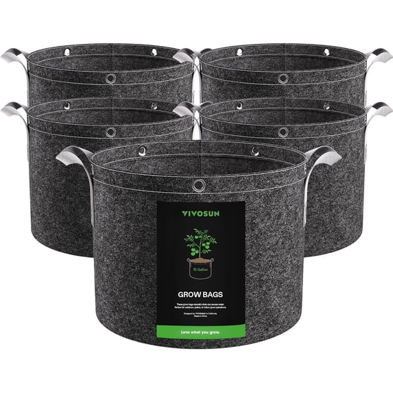 VIVOSUN 15 Gallon Grow Bags, Thick Nonwoven Fabric Pots, Air Pruning ...