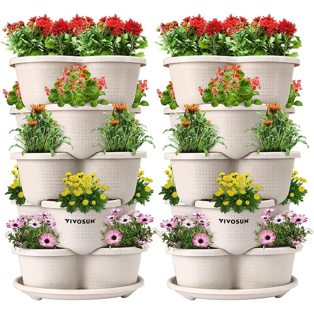 VIVOSUN 2-Pack 5 Tier Vertical Gardening Stackable Planter for ...