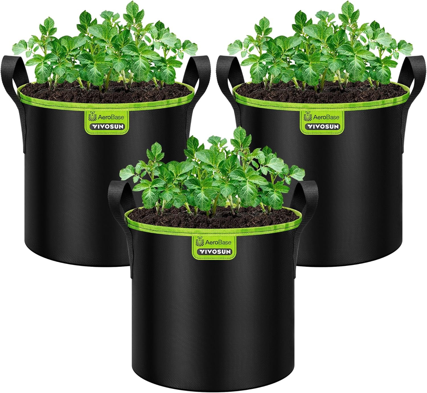 VIVOSUN 3-Pack 3-Gallon AeroBase Grow Bag, Durable Mesh Fabric Plant ...
