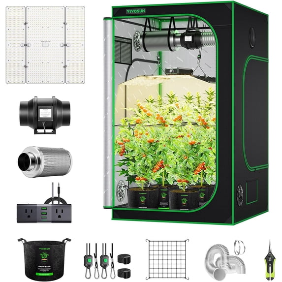 VIVOSUN 4×4 Grow Tent Kit Complete System, WiFi-Controlled Grow System ...