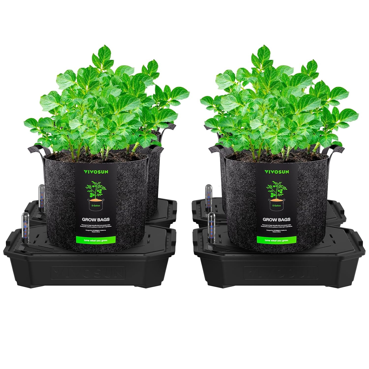 VIVOSUN 4-Pack FlexFeed Self-Watering Pots with Grow Bags, Auto ...