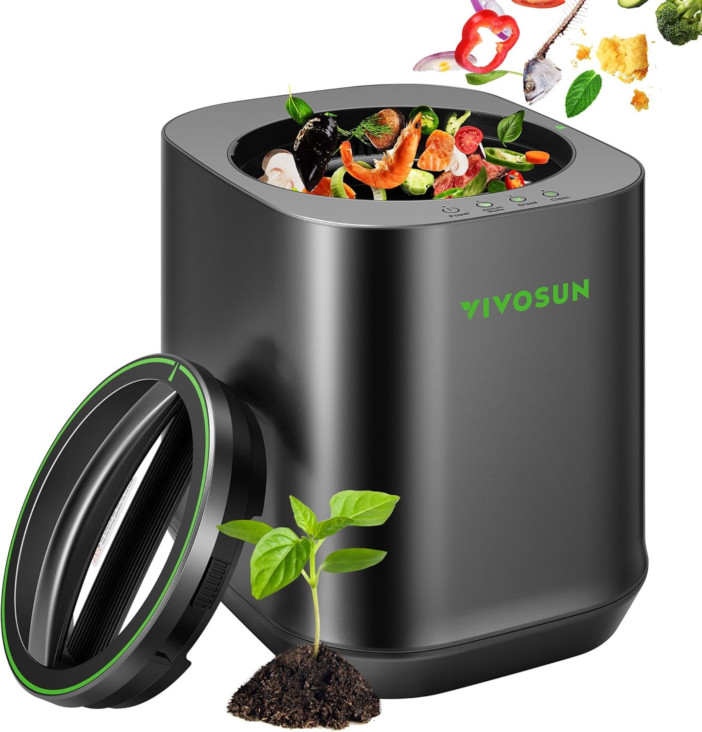 VIVOSUN 4L Electric Composter for Kitchen Indoor, Smart Compost Machine ...