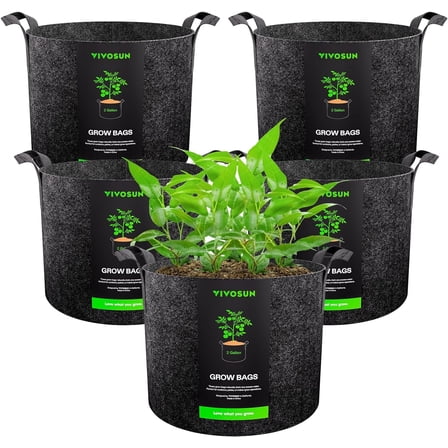 VIVOSUN 5-Pack 20 Gallon Tan Grow Bags, Thicker Fabric Pots with ...