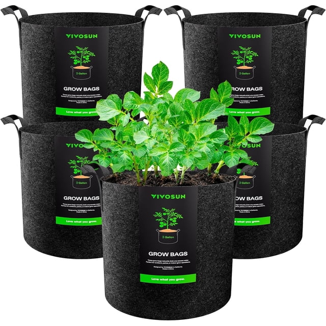 vivosun-5-pack-3-gallon-plant-grow-bags-heavy-duty-thickened-nonwoven