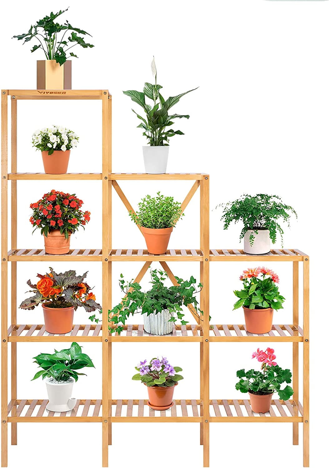 VIVOSUN 5-Tier Plant Stand, Indoor Plant Shelf, 5 Tiers and 9 Cabinets ...