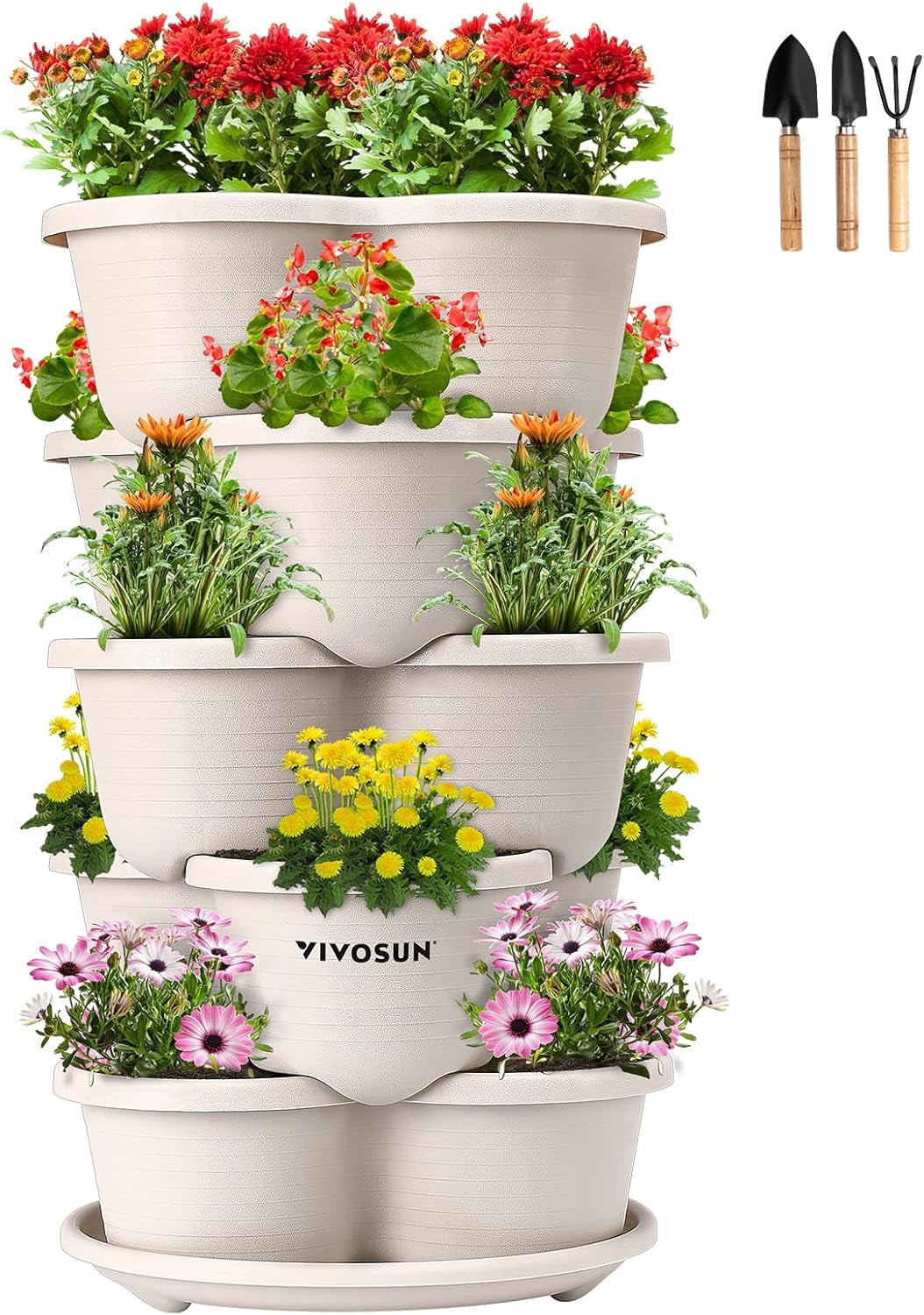 VIVOSUN 5 Tier Vertical Gardening Stackable Planter for Strawberries ...