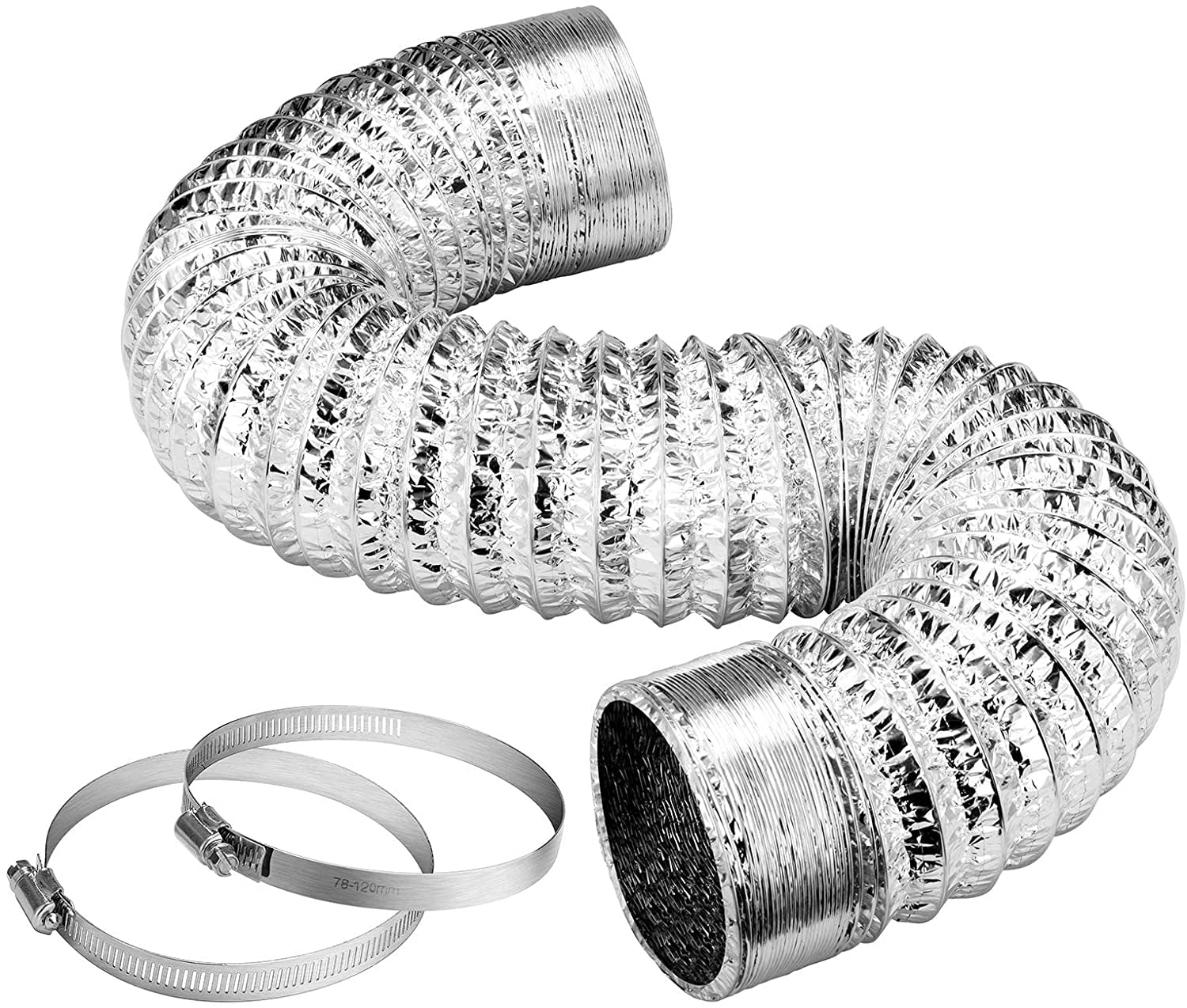VIVOSUN 6 Inch 8 Feet Non-Insulated Flex Air Aluminum Ducting for ...