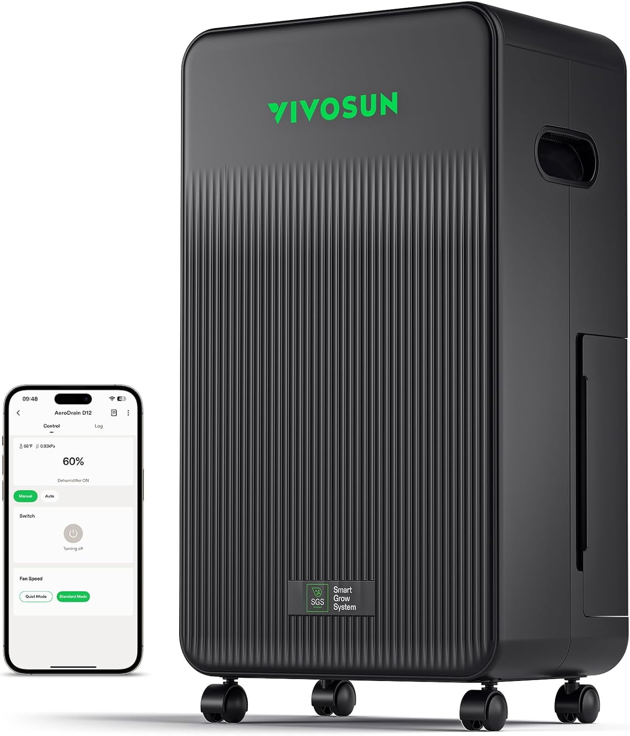 VIVOSUN AeroDrain D12 Smart Environmental Dehumidifier, up to 12L/day ...