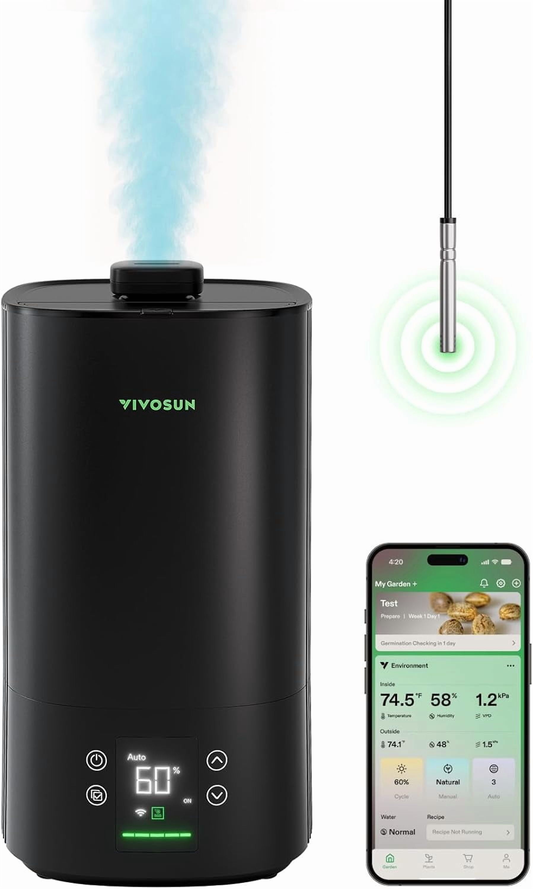VIVOSUN AeroStream H05 Intelligent Wi-Fi Humidifier, 1.32 Gal / 5 L ...