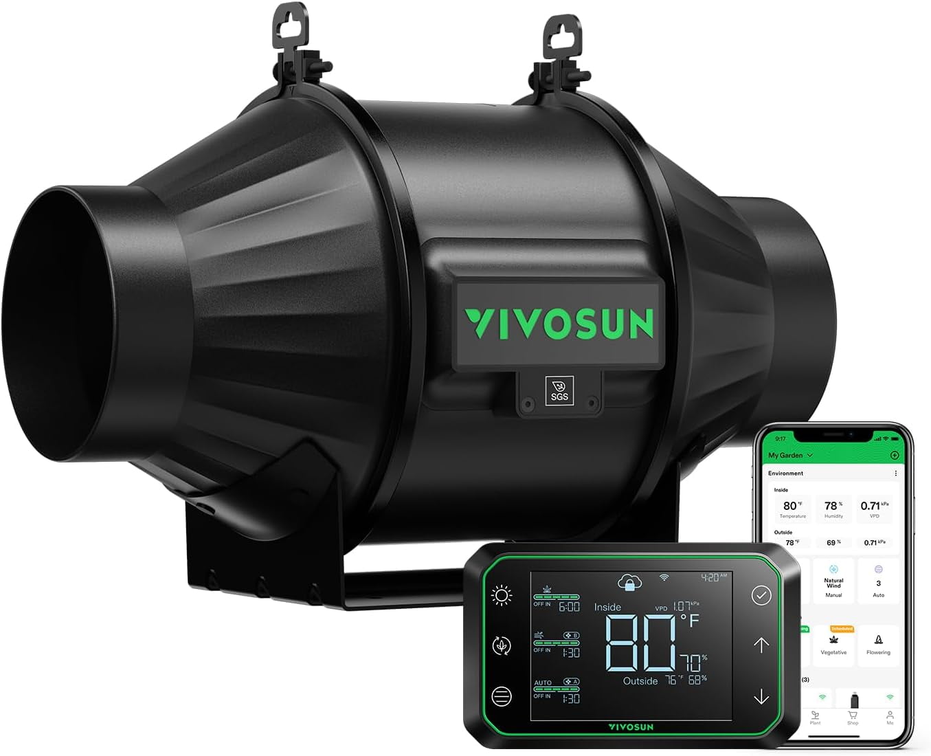 VIVOSUN AeroZesh Pro T4 Inline Duct Fan, Quiet 4" 210 CFM Ventilation ...