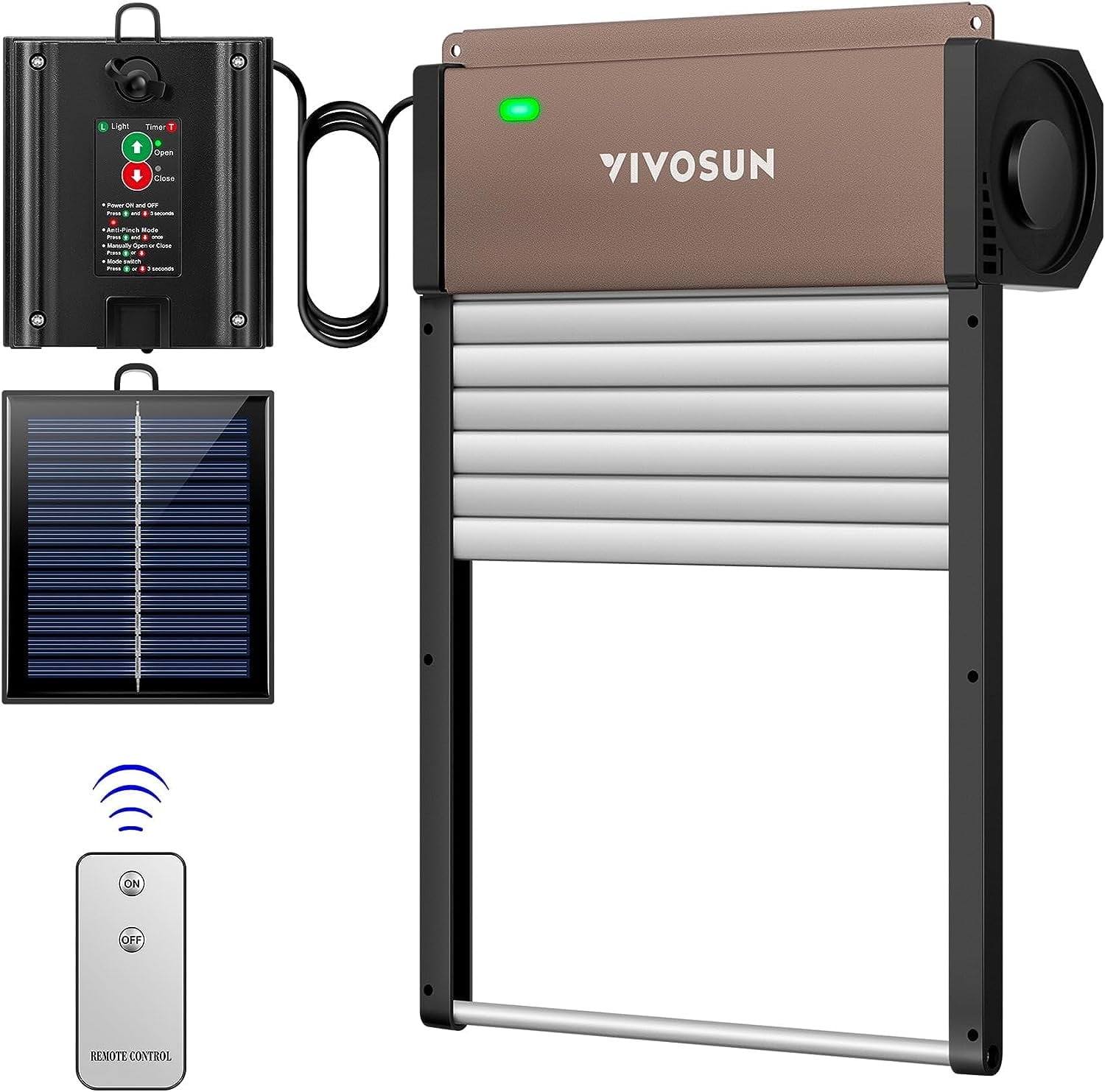 VIVOSUN Solar Powered Automatic Poultry Door with Timer, Light Sensor ...