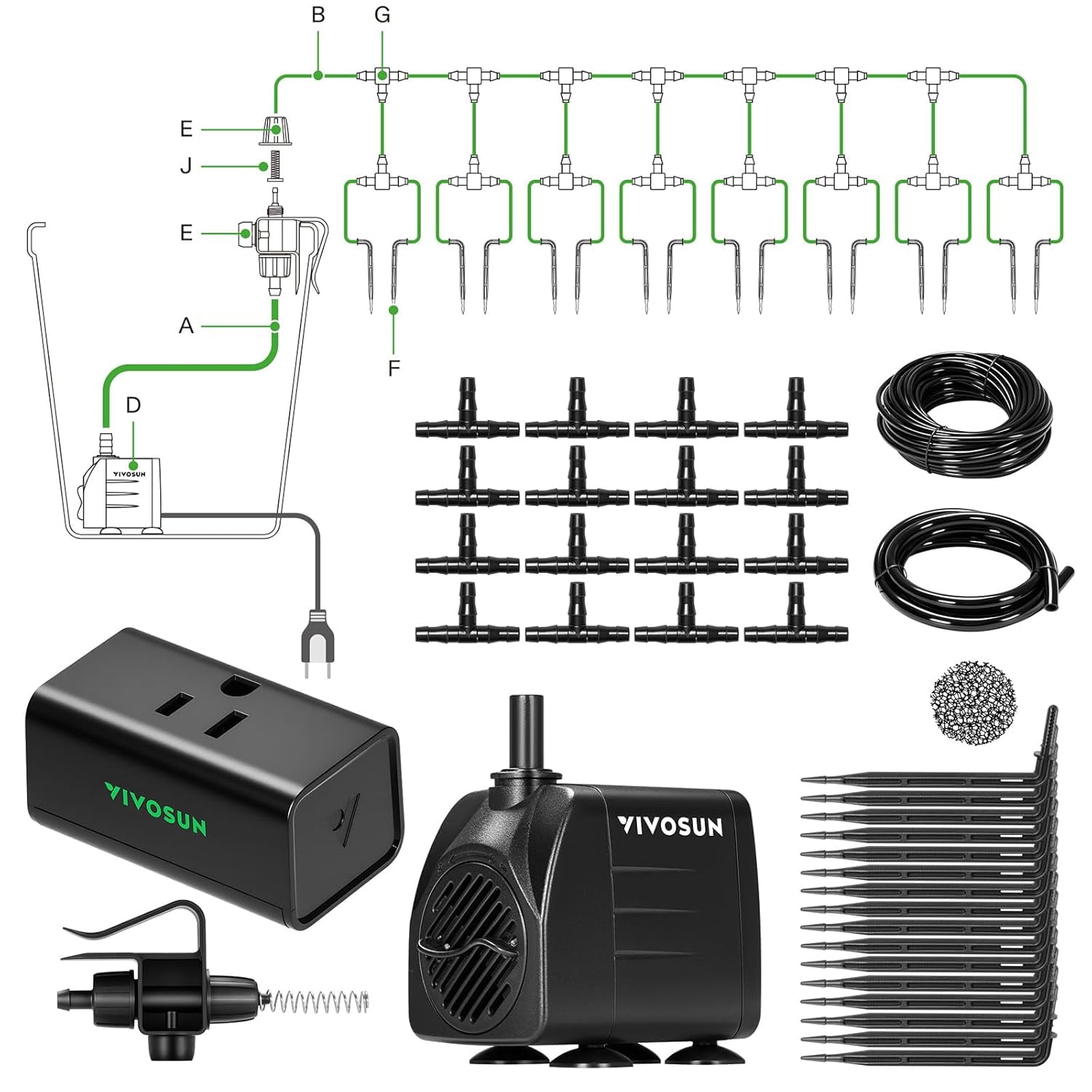 VIVOSUN Automatic Drip Irrigation Kit, 16 Emitters, App-Controlled ...