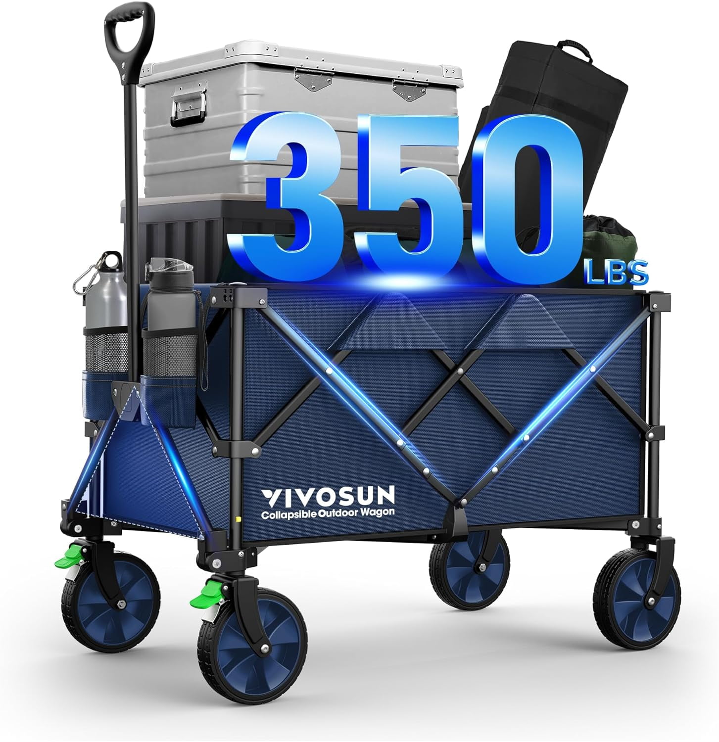 VIVOSUN Collapsible Folding Wagon, 350 lb Load-Bearing Outdoor Utility ...
