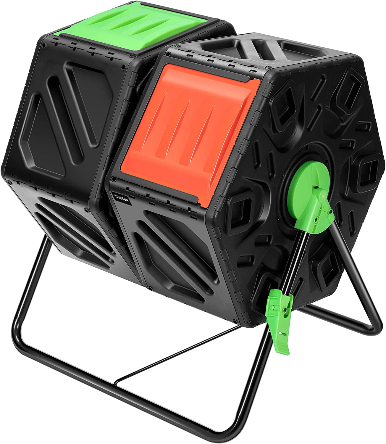 VIVOSUN Dual Chamber Tumbling Composter, 2X 18.5 Gallon Compost Bin ...