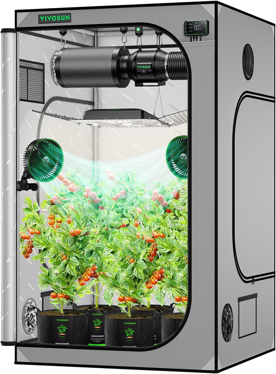 VIVOSUN 4x4 FT 48"x48"x80" Grow Tent, Advanced Gray, 22mm Poles, Window ...