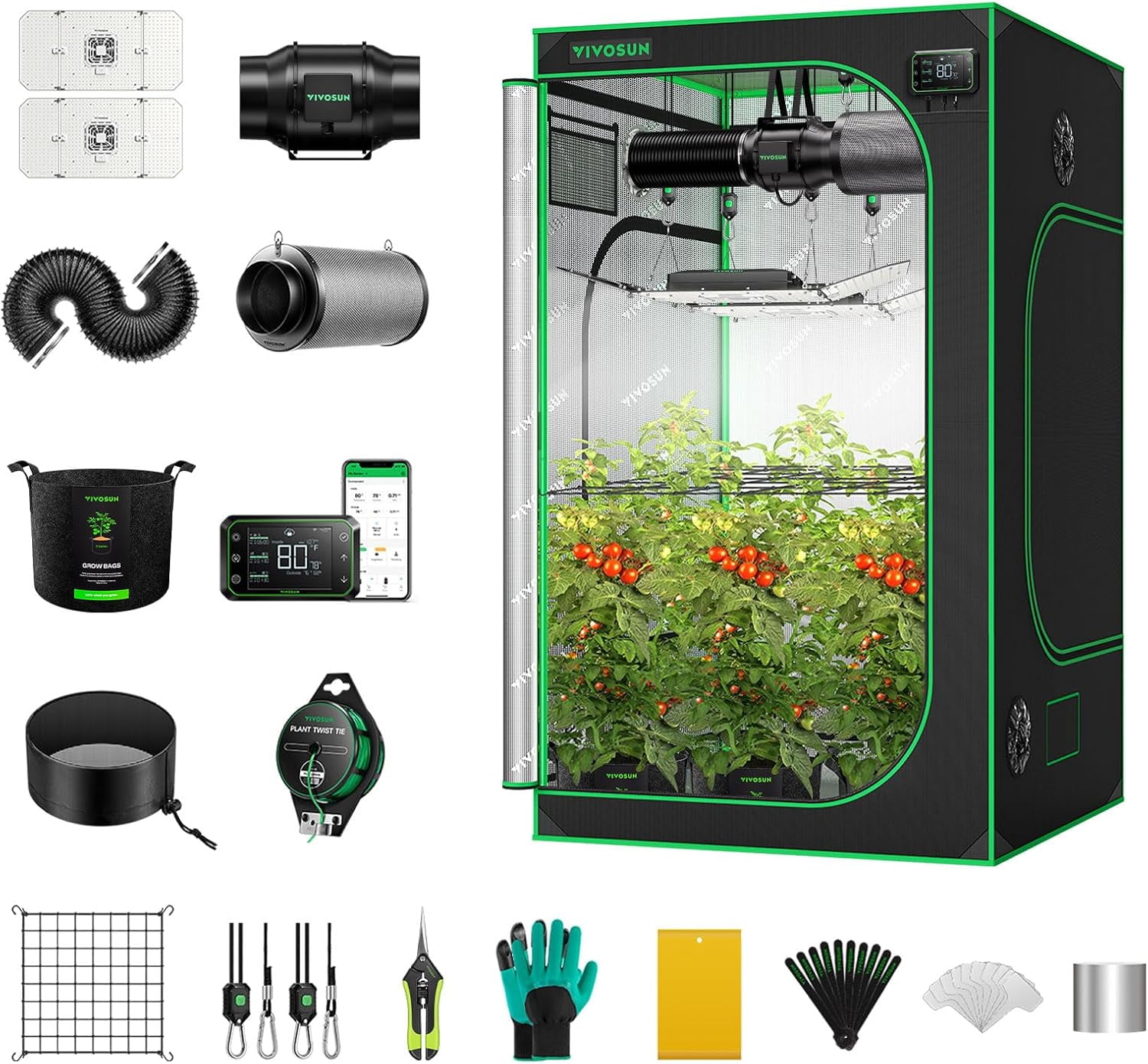 VIVOSUN GIY Smart Grow Tent System 4x4, WiFi-Integrated Grow Tent Kit ...