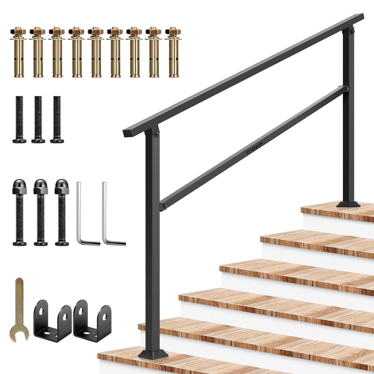 Single Post Handrail VEVOR Wrought Iron Post Mount Step Grab Supports ...