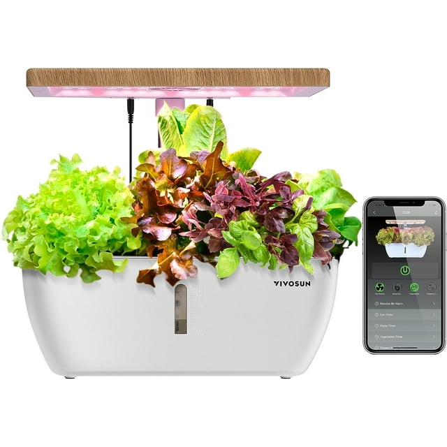 VIVOSUN Hydroponic WiFi Grower, Indoor Herb Garden with LED Light ...