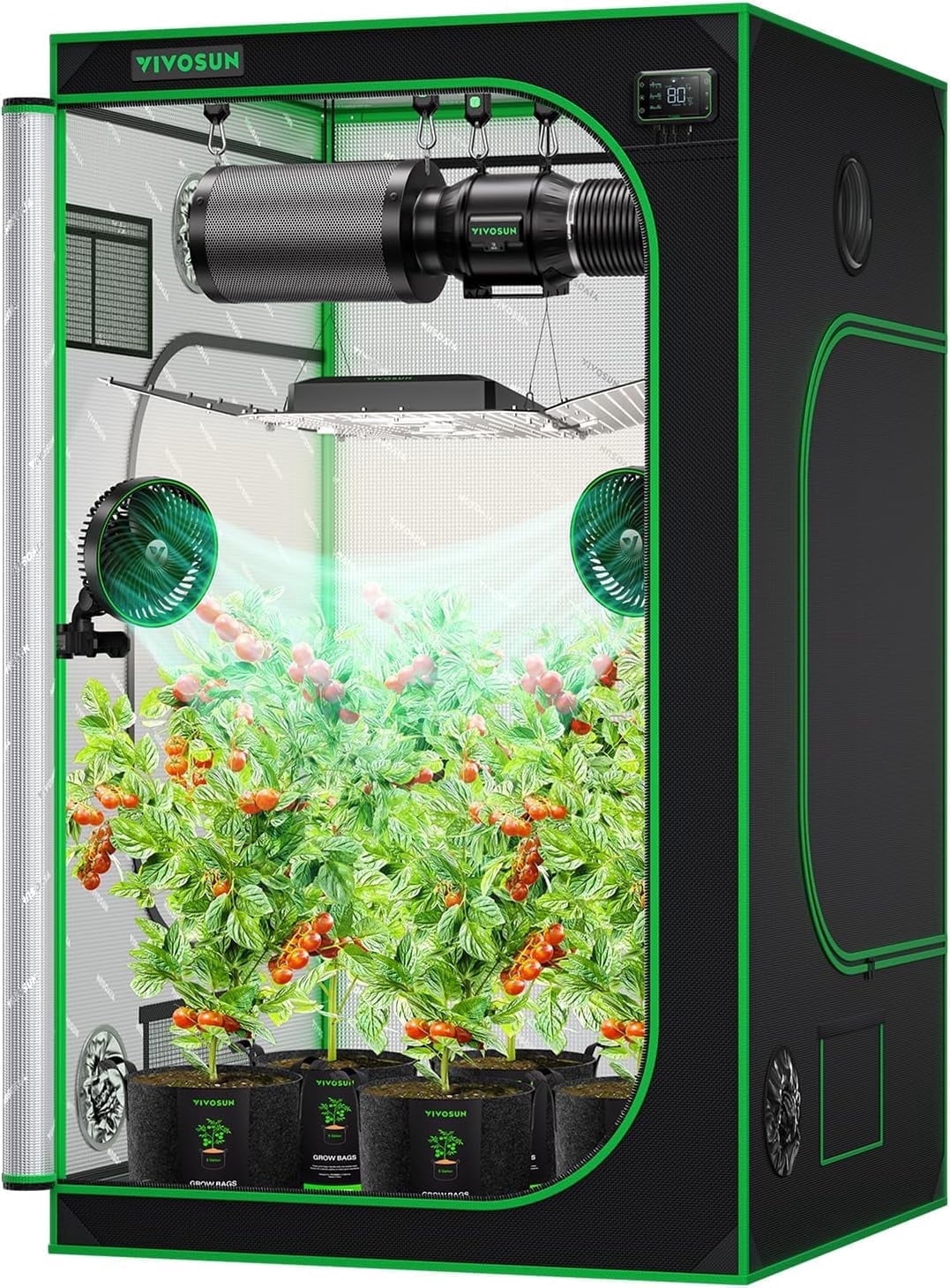 VIVOSUN S448 4x4 Grow Tent, 48"x48"x80" High Reflective Mylar with ...