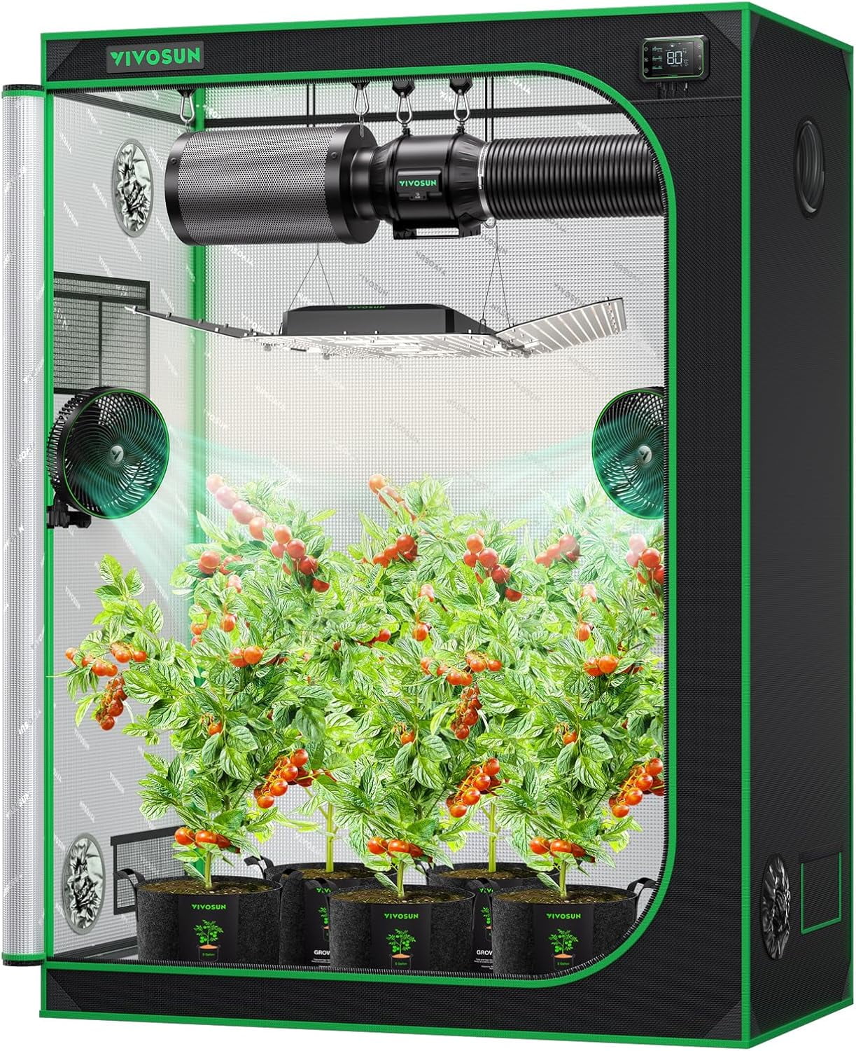 VIVOSUN S538 5x2 Grow Tent, 60"x32"x80" High Reflective Mylar with ...