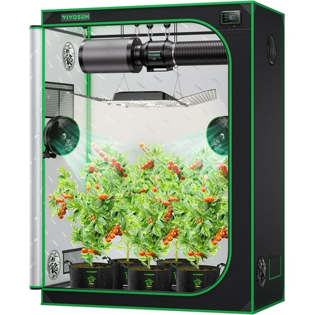 VIVOSUN S538 Hydroponic Grow Tent, 60"x32"x80" with Light, Observation ...