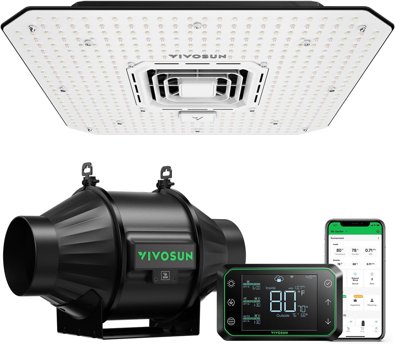 VIVOSUN Smart Grow System with AeroLight A100SE 100W LED Grow Light ...