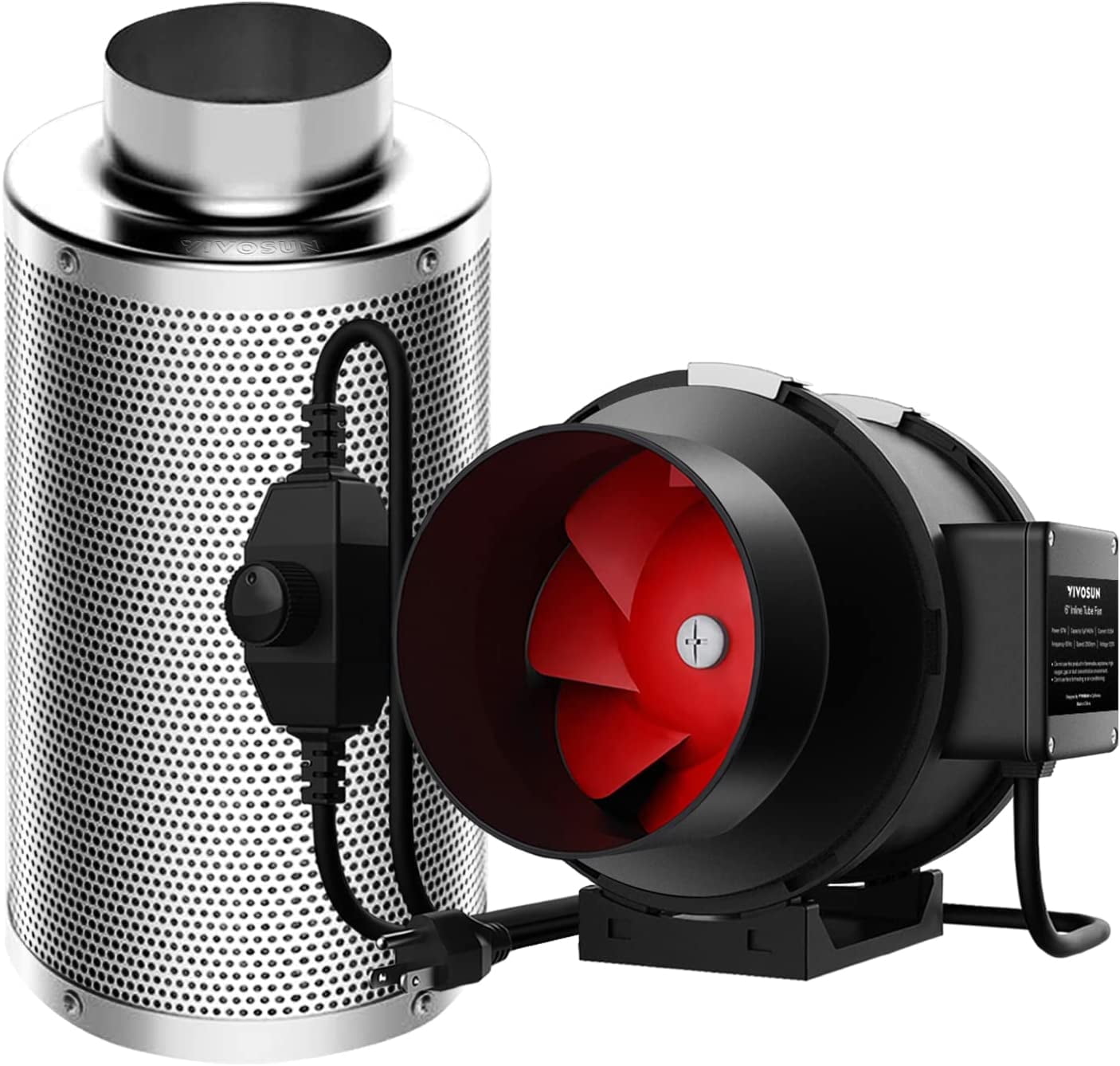 VIVOSUN Ventilation Kit 6 Inch 390 CFM Inline Duct Fan with 6" x 16 ...
