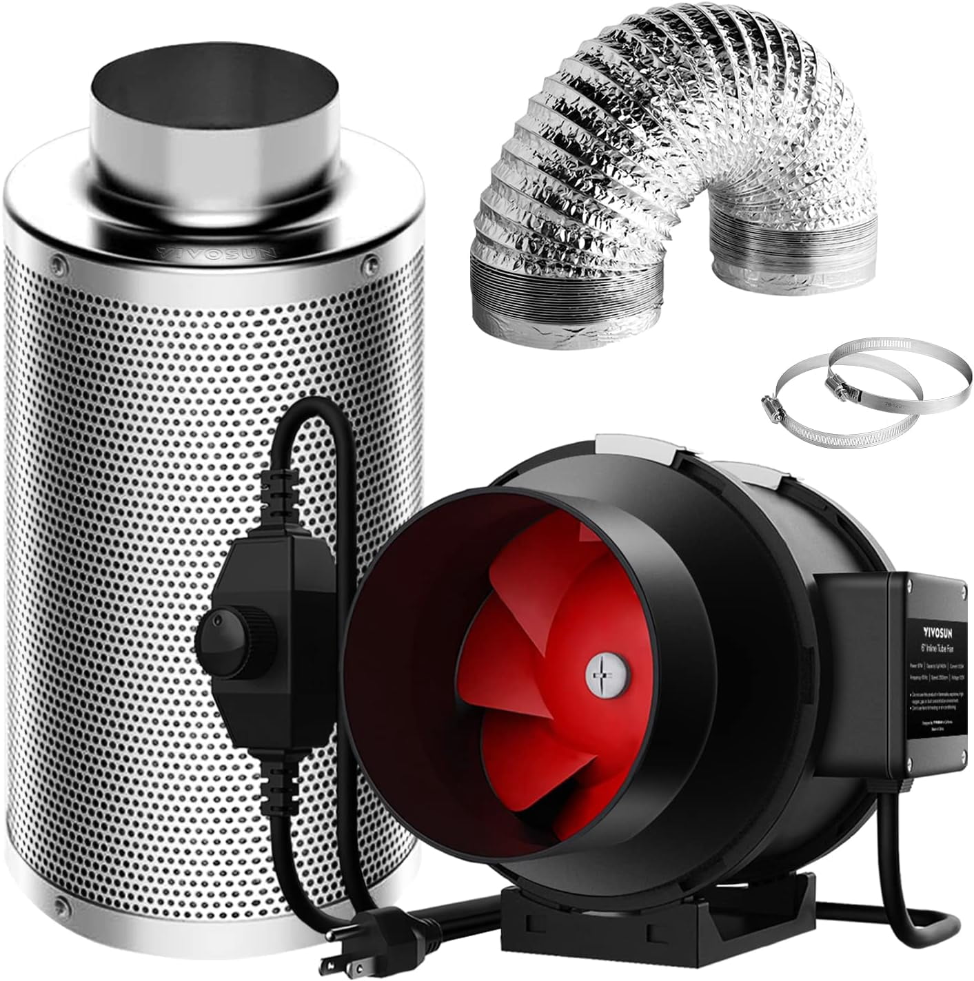 Vivosun 6 Inch 390 Cfm Inline Duct Fan With Carbon Filter VIVOSUN