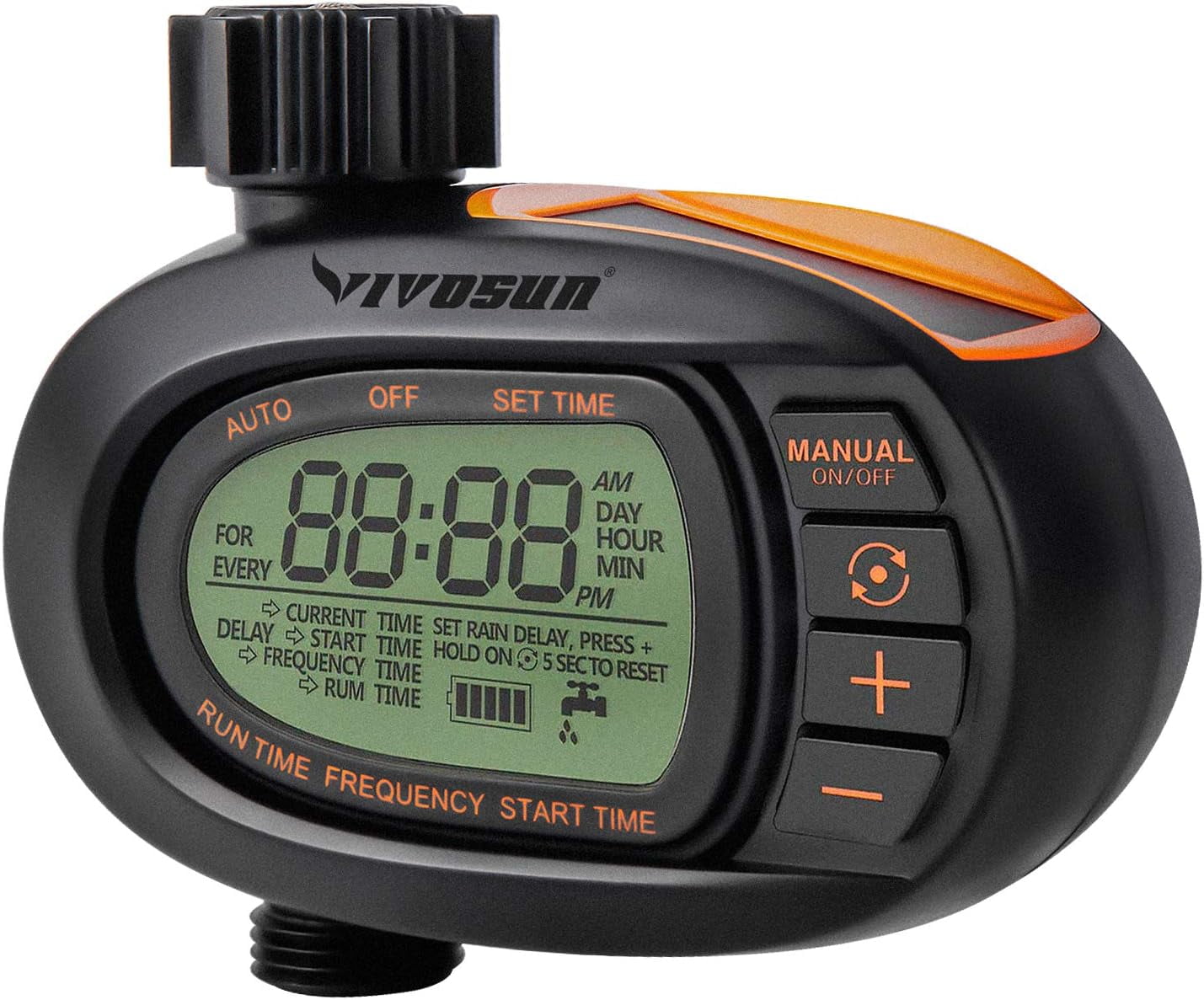 VIVOSUN Watering Timer, Solar Powerd Garden Hose Faucet Timer, Huge LCD ...