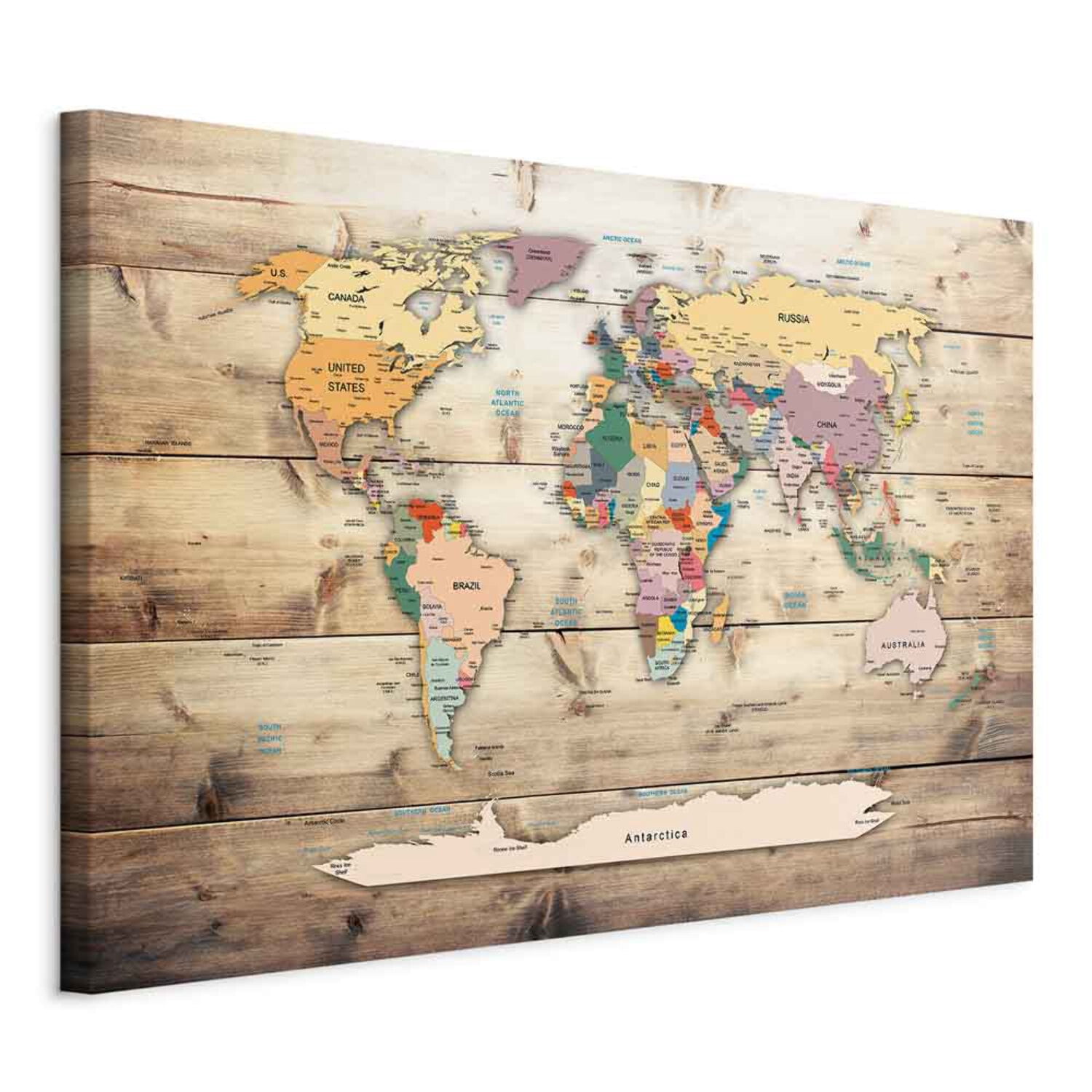 VIVYET Canvas Print - World Map: Colourful Continents - Walmart.com