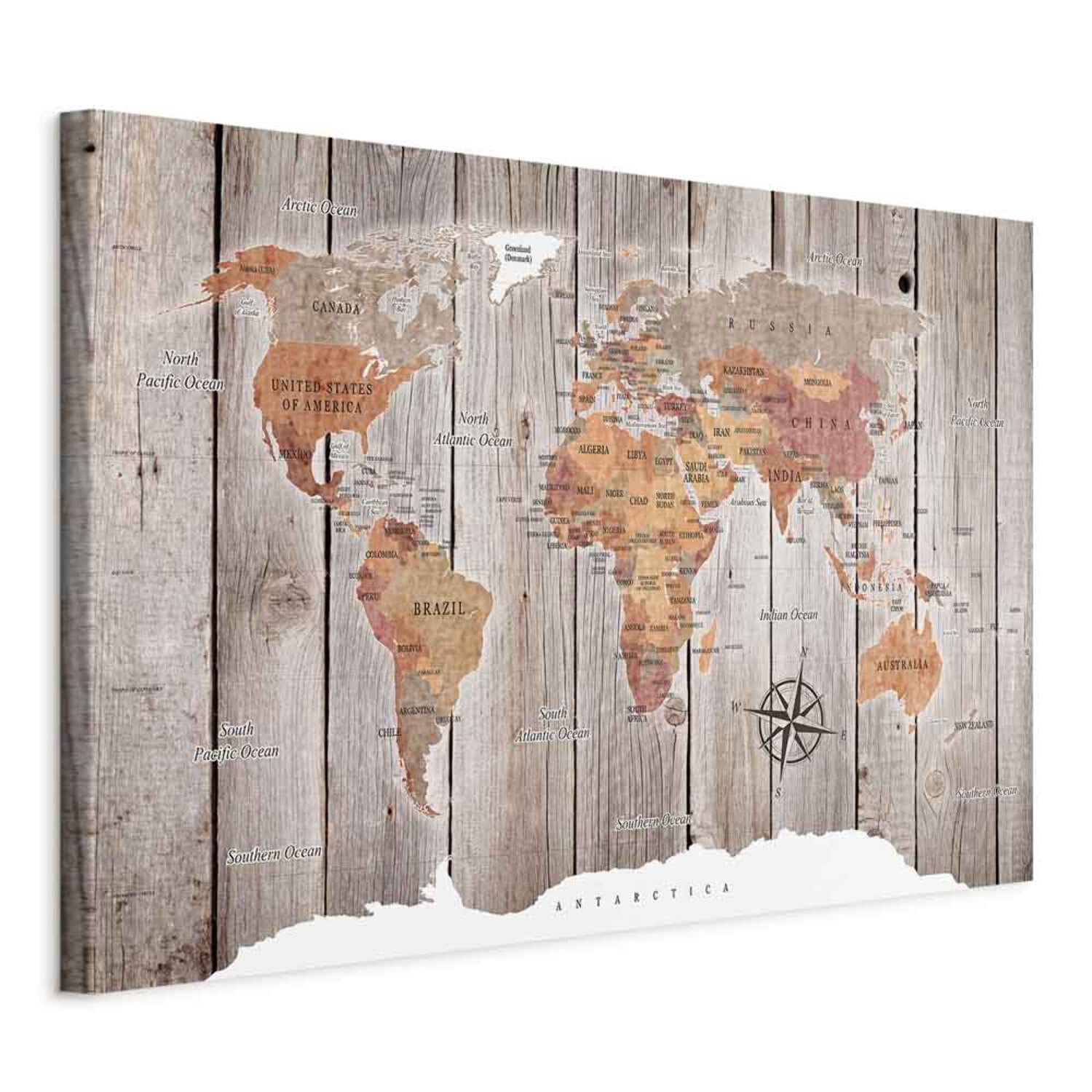 VIVYET Canvas Print - World Map: Wooden Stories - Walmart.com