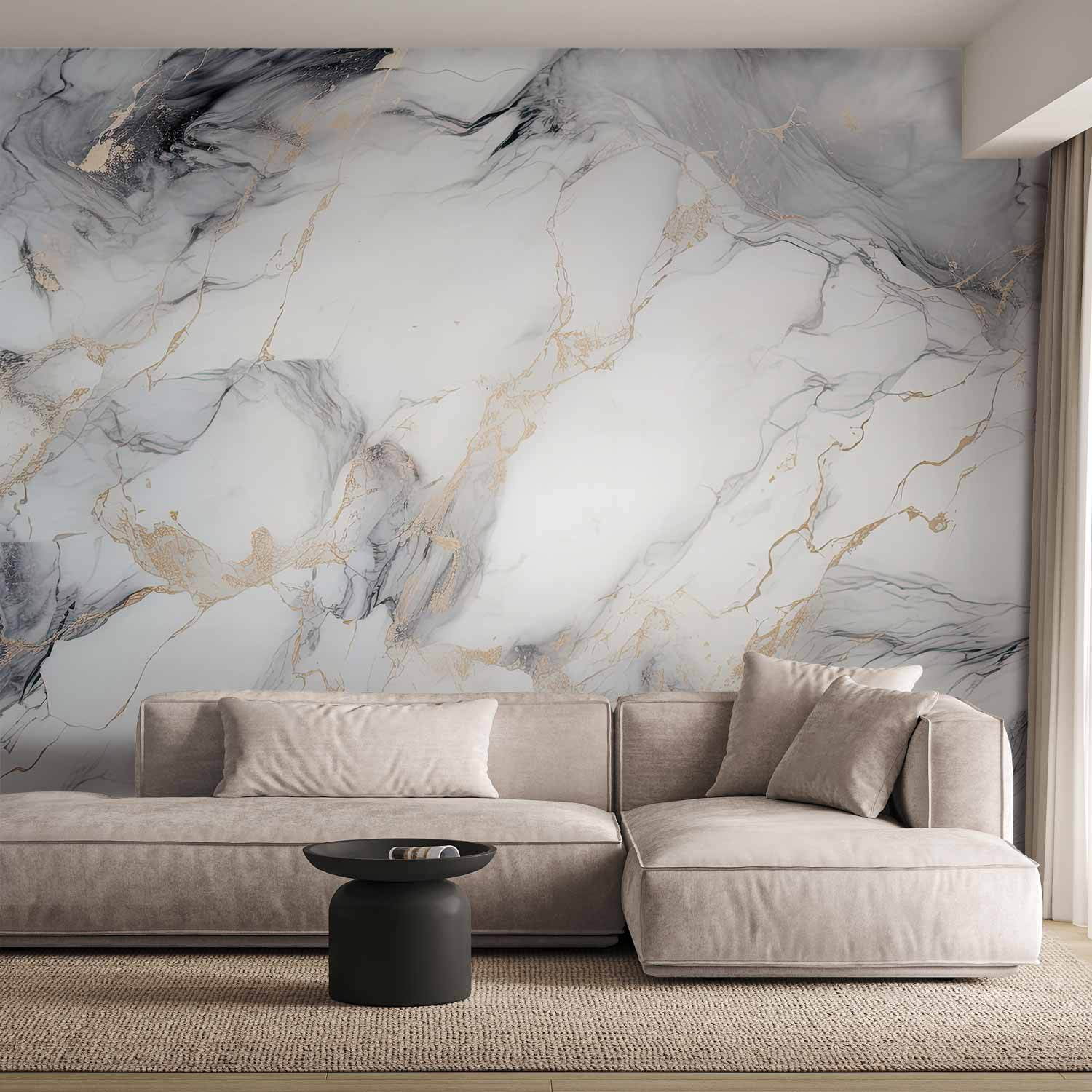 VIVYET Wall Mural - Elegant Marble - Stone Structures in Neutral ...