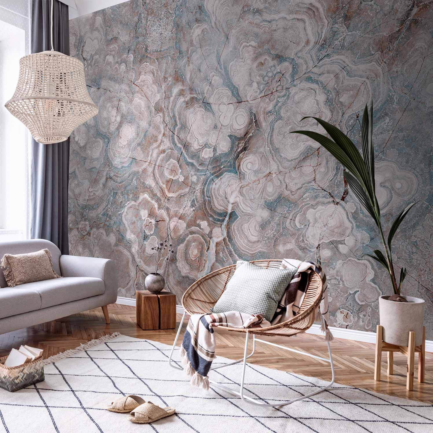 VIVYET Wall Mural - Marble Flowers - Natural Stone Structures in Pastel ...