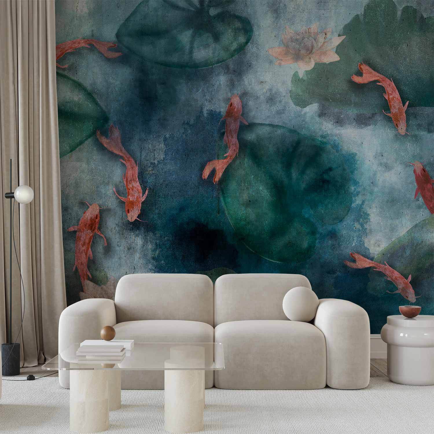 VIVYET Wall Mural - Pond - composition with fish in a lake and plants ...