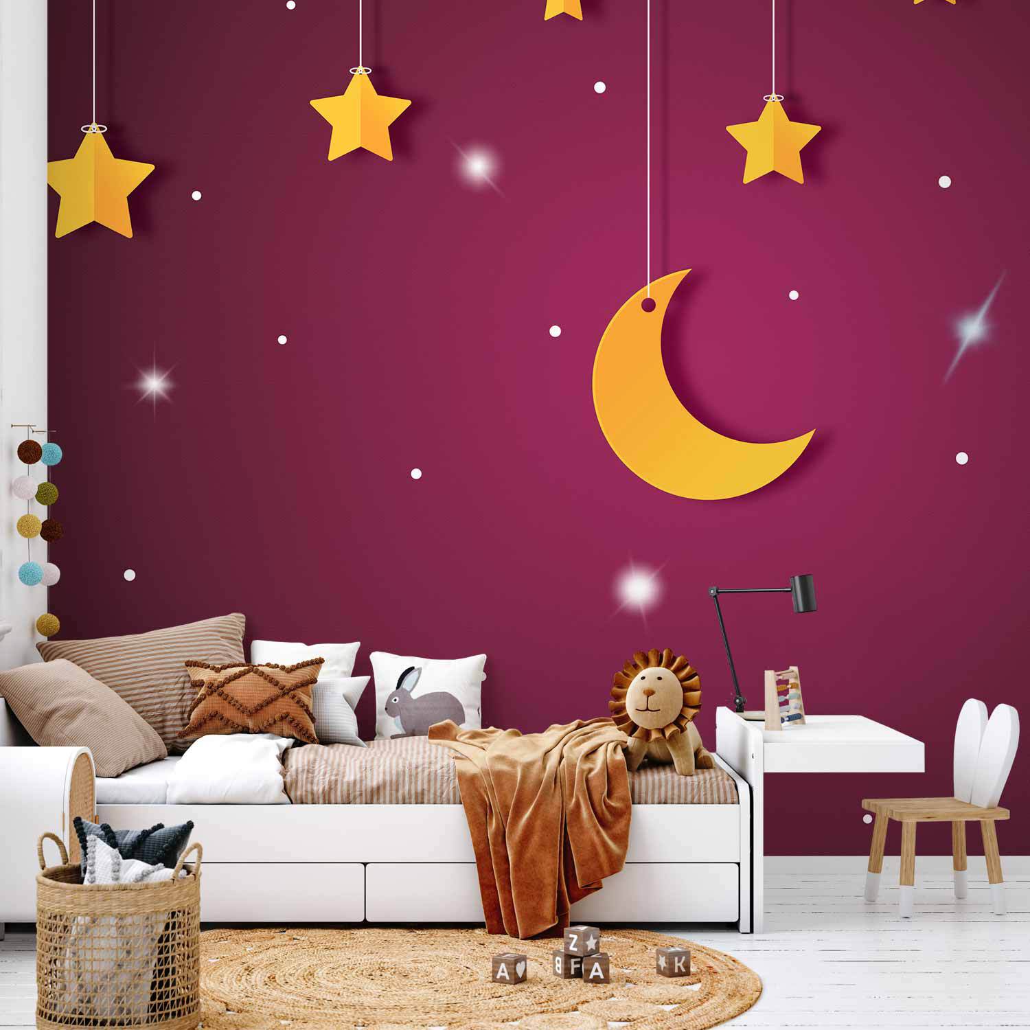 VIVYET Wall Mural - Skyline - violet night sky landscape with stars for ...
