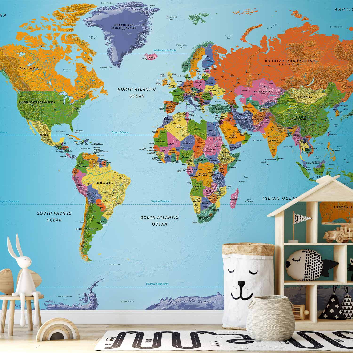VIVYET Wall Mural - World Map: Colourful Geography - Walmart.com