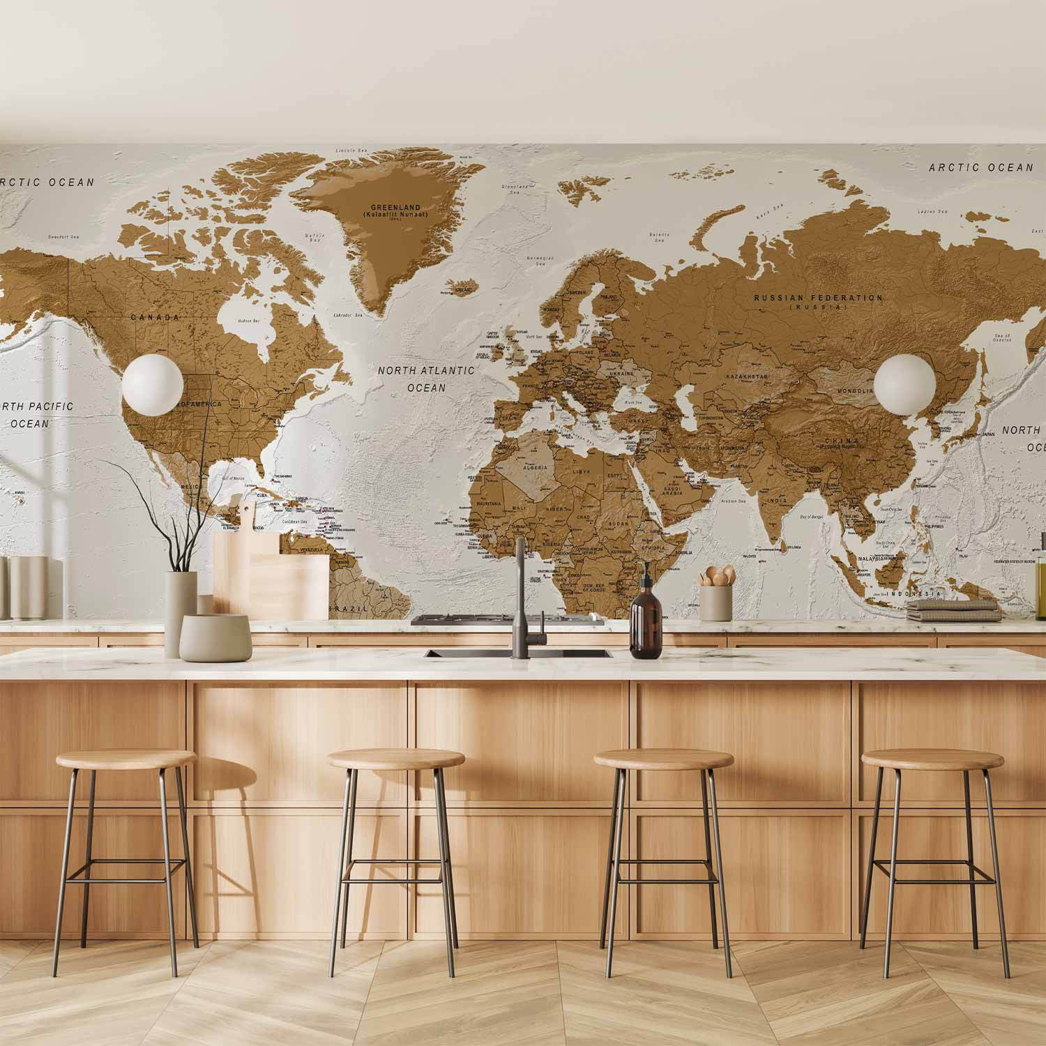 VIVYET Wall Mural - World Map: White Oceans - Walmart.com