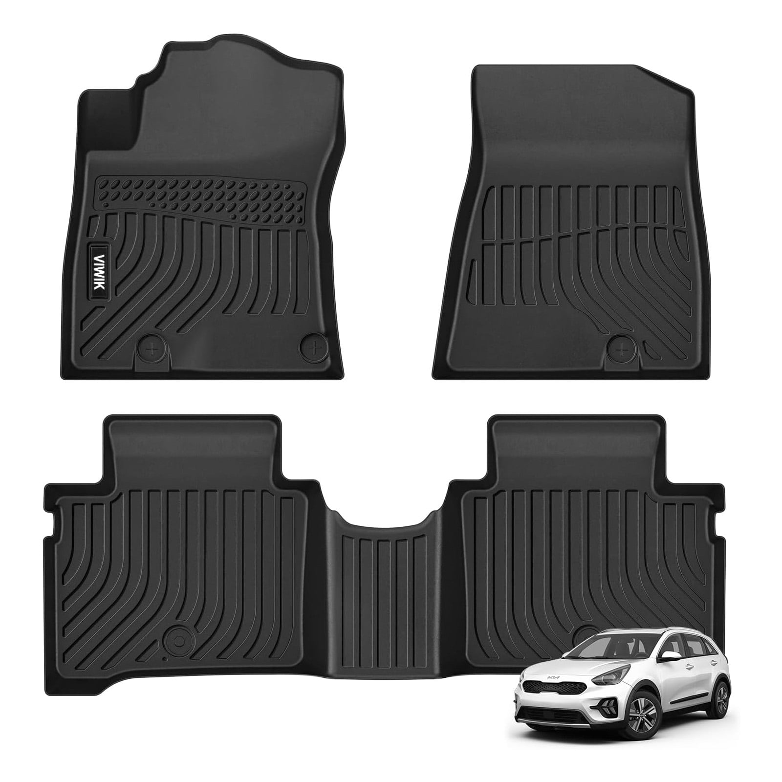VIWIK Floor Mats for Kia NIRO 2023 2024 2025, TPE Rubber All Weather Car Mats 1st & 2nd Row ...