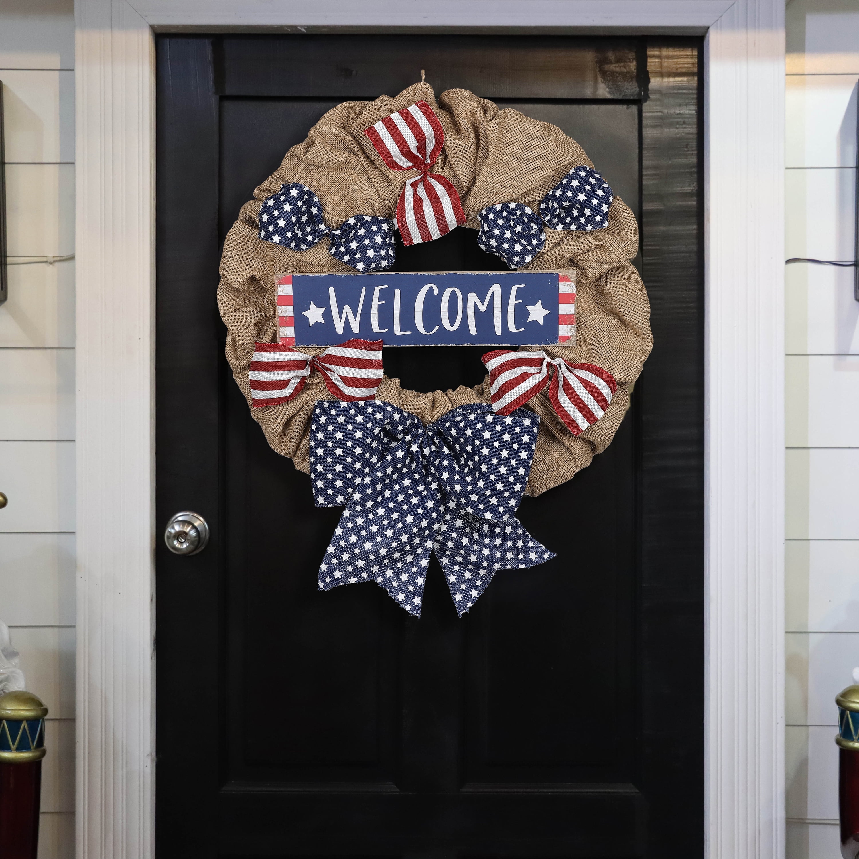 VIWING 26" Fourth of July Welcome Sign Wreath Independence Day ...