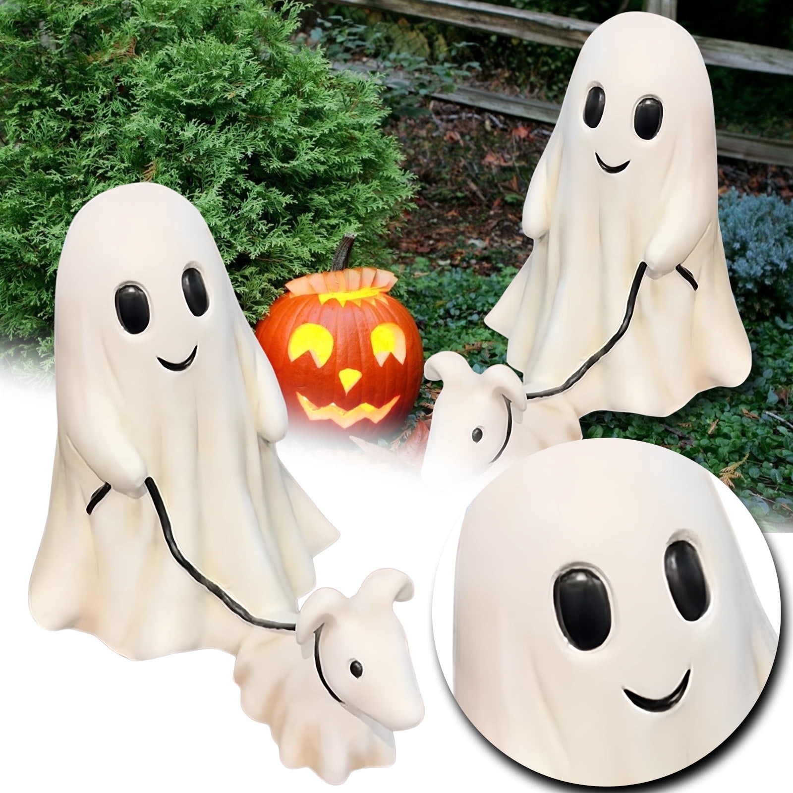 VIWING Ghost Walking Dog Statue, Spooky Ghost Dog Halloween Figurine ...