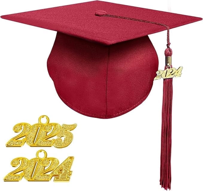 VIWING Unisex Matte Graduation Cap with 2025 Year Charm for Adult ...