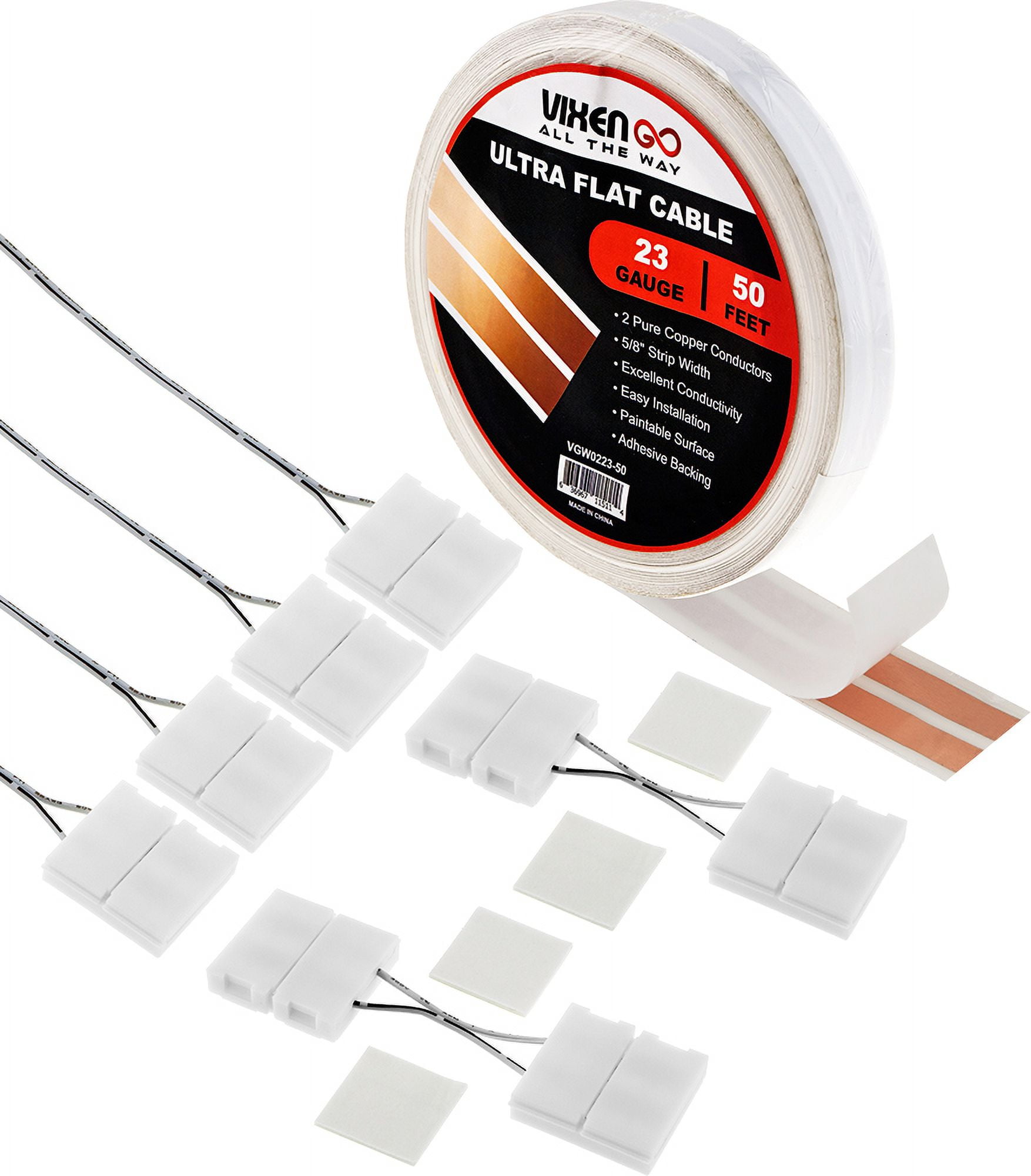 VIXEN GO Hidden Flat Wire 2 Conductor 23 Gauge Paintable Cable for LED ...