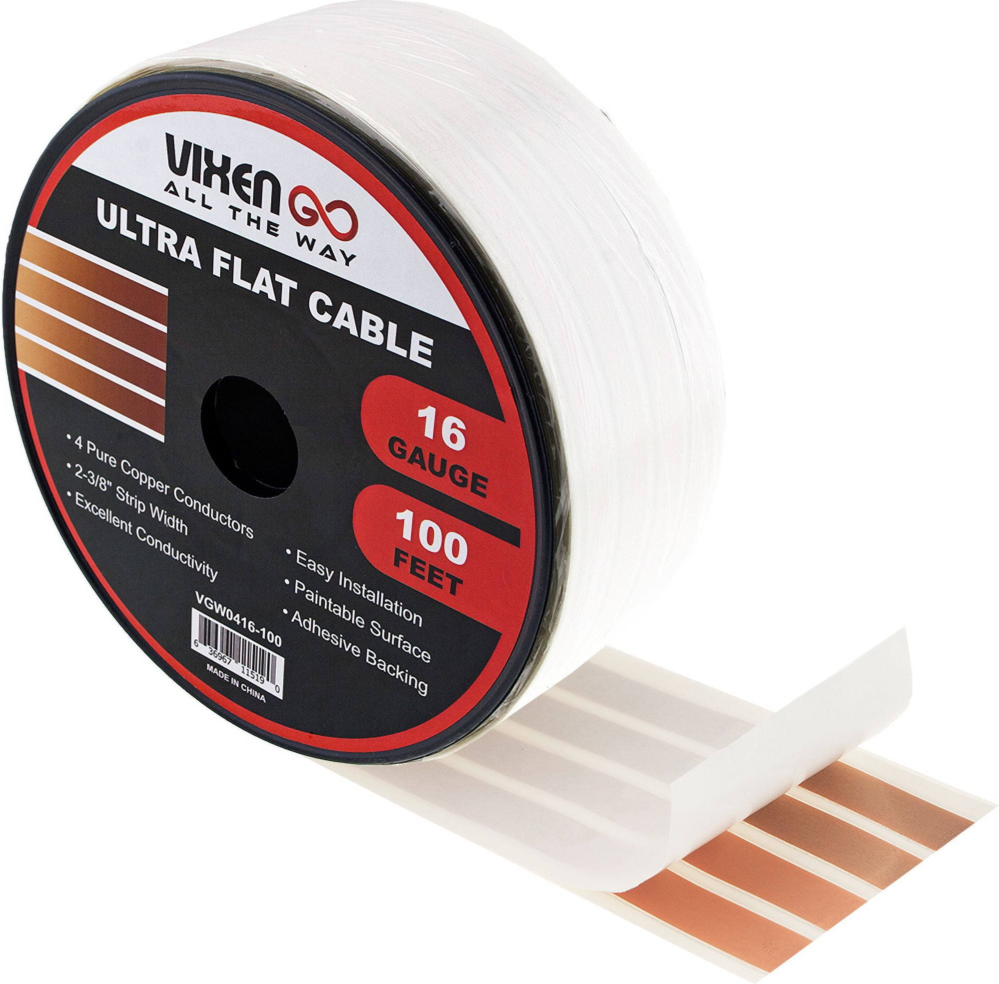 VIXEN GO Hidden Flat Wire 4 Conductor 16 Gauge Paintable Cable for ...